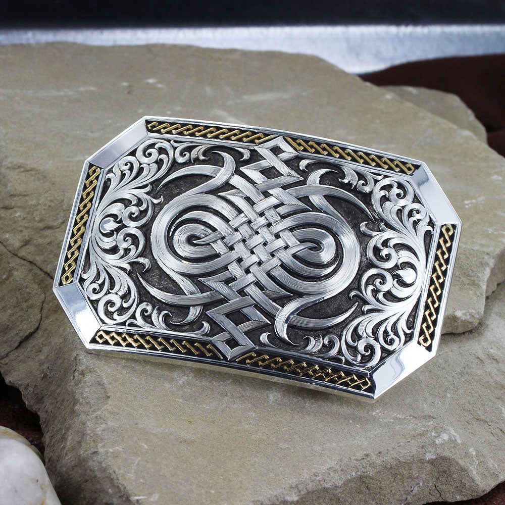 Antiqued Two Tone Western Celtic Knot Buckle – Los Potrillos Western Wear