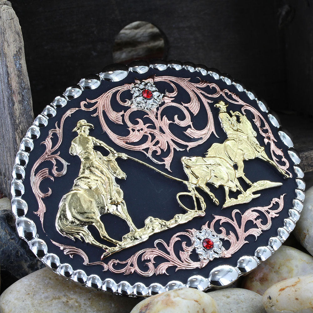 Tri Color Team Roper Attitude Belt Buckle – Los Potrillos Western Wear